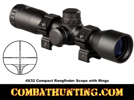 4X32 Compact Rangfinder Scope with Rings - Combat Hunting
