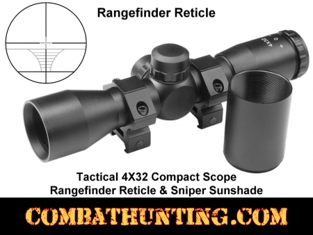 JTR432B-S Tactical 4X32 Compact Scope with Rangefinder Reticle & Sniper ...